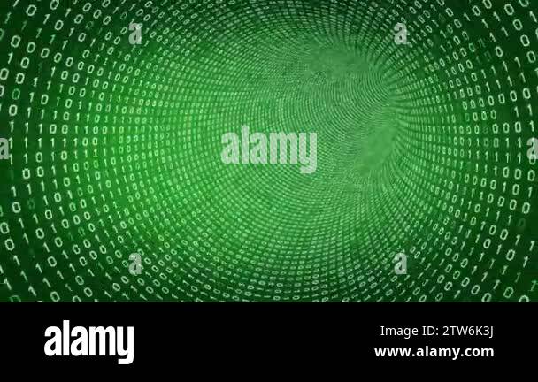 White digital binary tunnel on green background. Seamless loop animation. More color options ...
