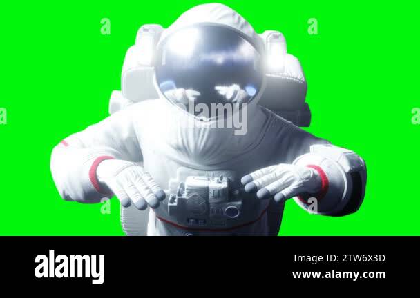 Astronaut levitation in space. Green screen. Realistic 4k animation ...