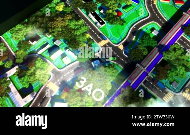 Demonstration of animated city map with transport development plan ...