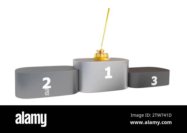 Golf Club and Ball Podium with Gold Silver and Bronze Trophy Appearing ...