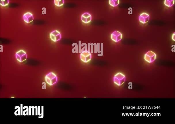 Abstract neon 3d render of geometric shapes. Computer generated loop ...