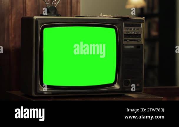 80s Television with Green Screen. Ready to replace green screen with ...