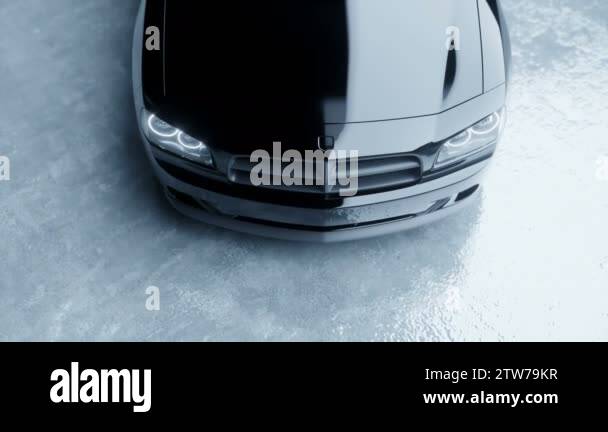 Black luxury car in studio. Realistic 4k animation Stock Video Footage ...