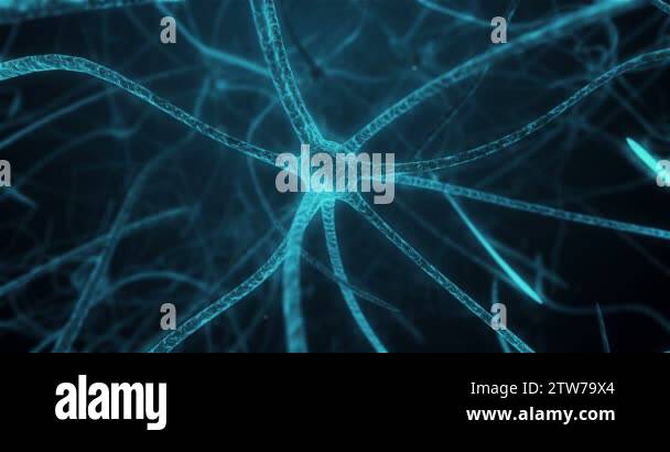 Neuron in process of synapse in neuron cell of neuronal human tissue ...