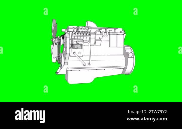 Diesel V8 engine for a big car. The model rotates around the central ...