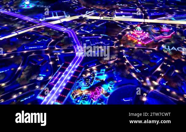 Demonstration of animated city map with transport development plan ...