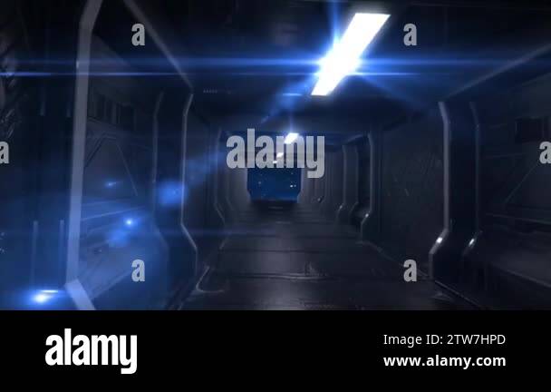 Corridor Alien Spacecraft Space Stars Lights Animated Background 3D ...