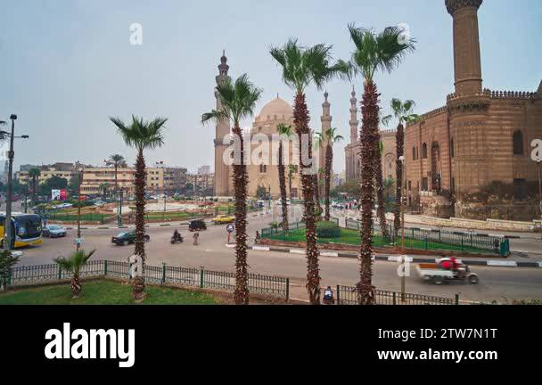 CAIRO, EGYPT - DECEMBER 22, 2017: The view on Salah El-Deen square with ...