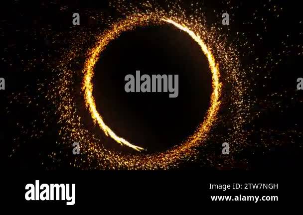 Seamless animation of abstract ring of fire flame fireworks burning ...