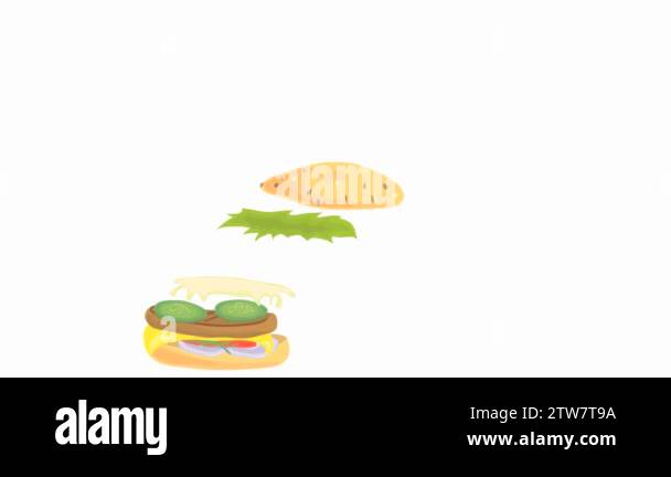 video footage with graphic animation, a sandwich made up of different ...