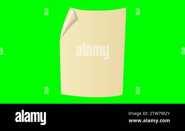 Falling paper sheets with rolled corner, lower third in retro style ...