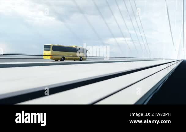 3d model of bus on bridge. Very fast driving. 4k animation Stock Video ...