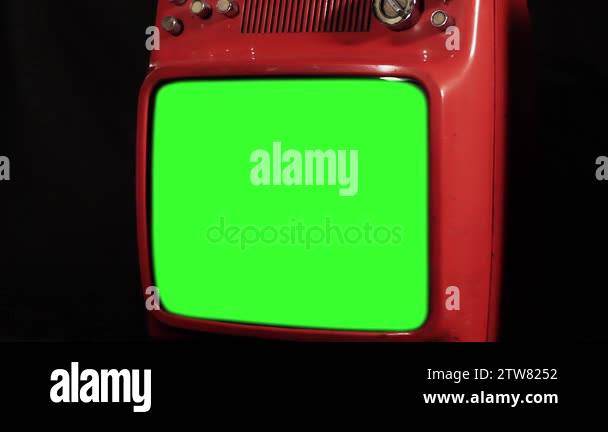 Old Red TV with Green Screen. Ready to replace green screen with any ...
