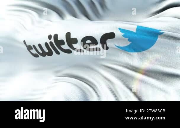 TWITTER flag waving on sun. Seamless loop with highly detailed fabric ...