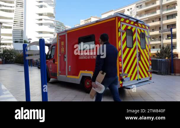 Monte-Carlo, Monaco - March 31, French Red And White Fire Department ...