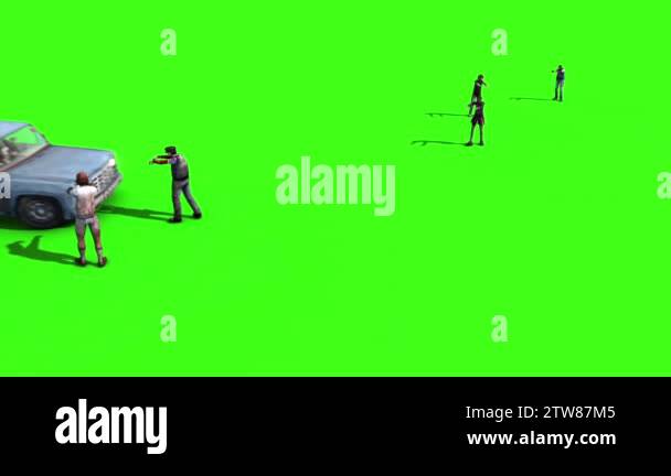 Pickup Run Over Zombies Side Green Screen 3D Renderings Animations ...
