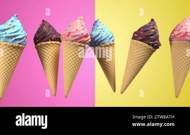 3D realistic ice cream with waffel cone and decorative sprinkles ...