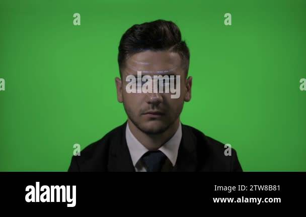 Futuristic corporate programmer in suit using an augmented reality to ...