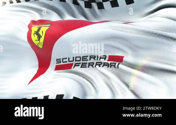 Ferrari F1 flag waving on sun. Seamless loop with highly detailed fabric texture. Loop ready in ...