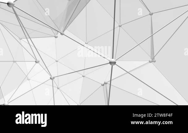 White 3d plexus style structure with transparent polygonal surfaces slowly rotating. Abstract ...