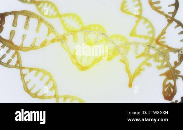 Abstract blue glittering DNA double helix with depth of field ...