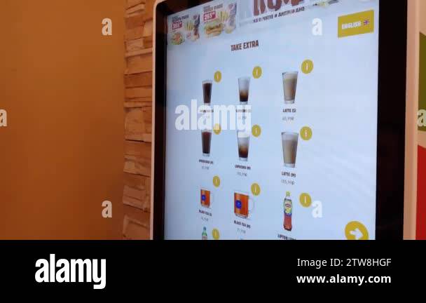 Interactive menu Inside Burger King Restaurant Stock Video Footage - Alamy