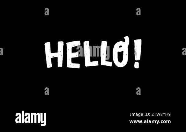 Animated hand drawn lettering text Hello with exclamation point on transparent background ...