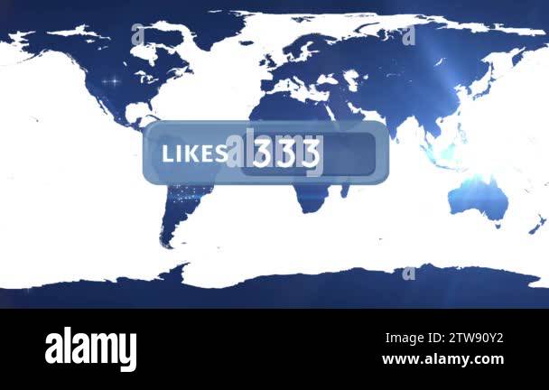 Digitally generated animation of like button with increasing number and ...