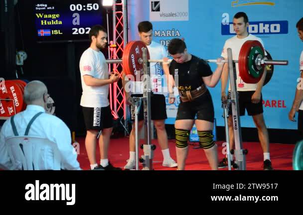 Woman weightlifter in powerlifting competition, squat test Stock Video ...