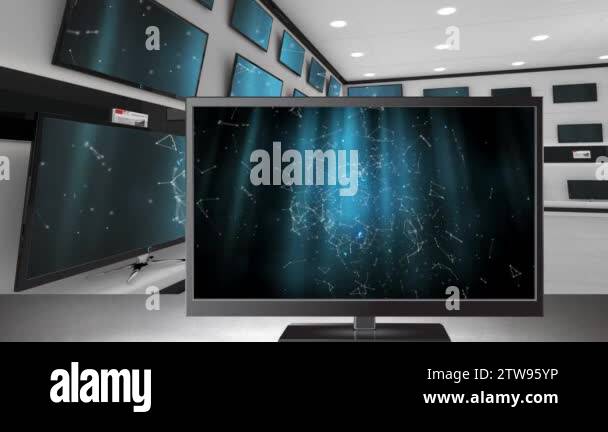 Digital animation of TVs displayed at an electronics store with ...