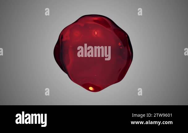 red liquid molecule or water drop floating in zero gravity. the sphere ...