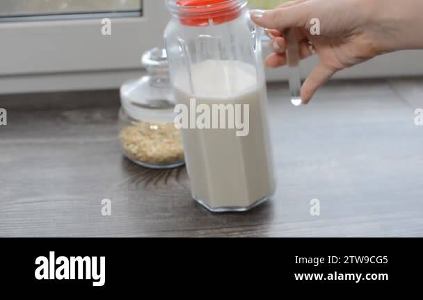 Process of making oat milk Stock Video Footage - Alamy