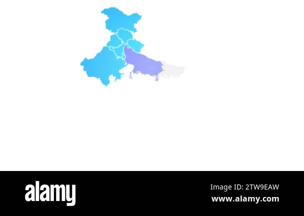 India Country Map Showing Up Intro By Regions/ 4k animated india map ...