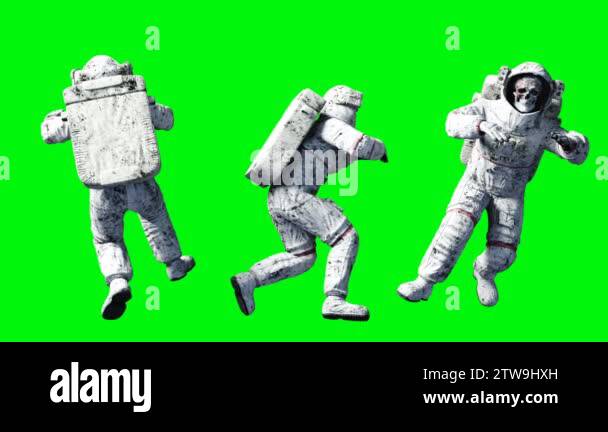 Dead zombie astronaut in space. Cadaver. Green screen. Realistic 4k ...