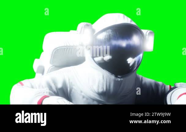 Astronaut levitation in space. Green screen. Realistic 4k animation ...