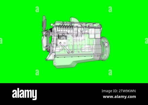 Diesel V8 engine for a big car. The model rotates around the central ...