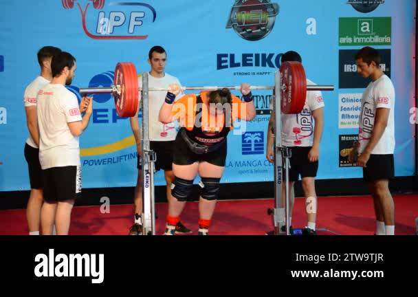 Weightlifter woman in powerlifting competition, squat test Stock Video ...