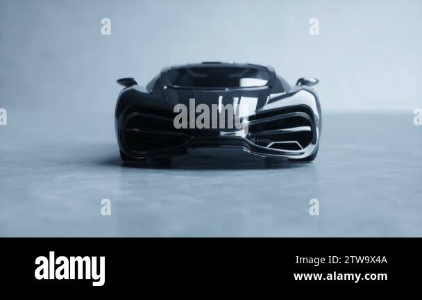 black futuristic electric car with blue light. Concept of future ...