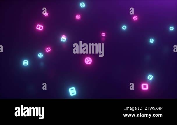 Abstract neon 3d render of geometric shapes. Falling cubes. Modern ...