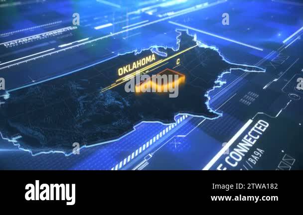 Oklahoma US state border 3D modern map with a name, region outline ...