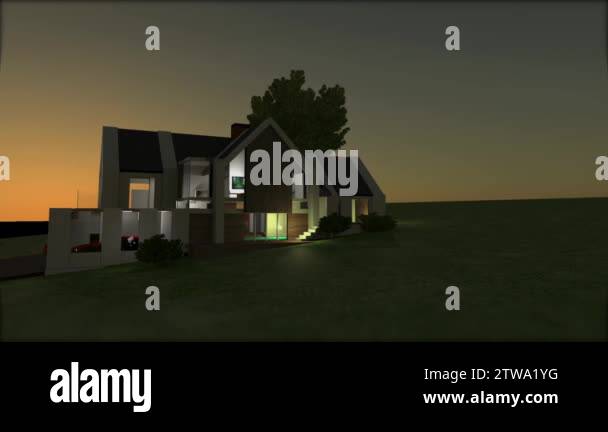 3D Model Visualization of the Modern Contemporary House. Slight Camera ...