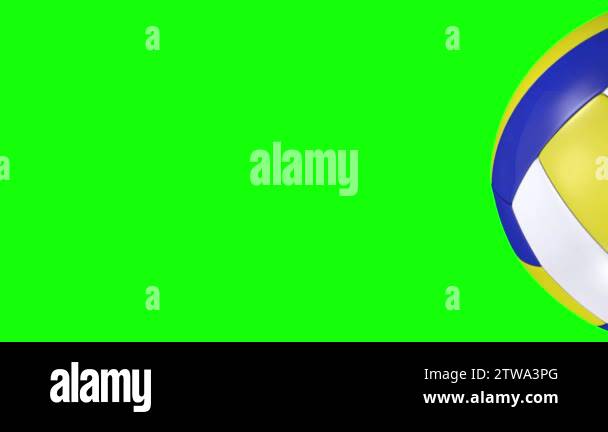 3D animation, volleyball ball rolling across green screen chroma key ...