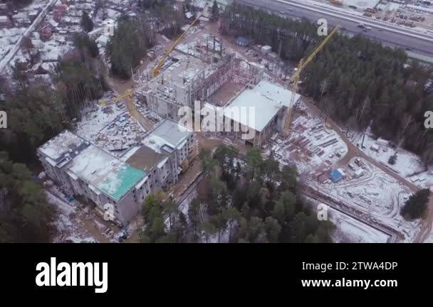 Top view see the construction site of Reinforced concrete high-rise ...