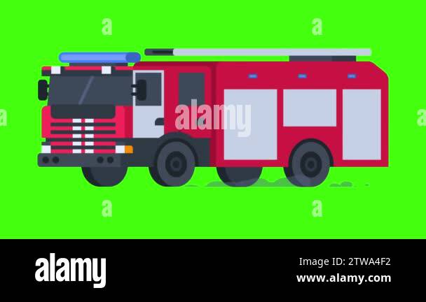 Fire Truck Rides with Flashing Lights On. Transparent Background ...