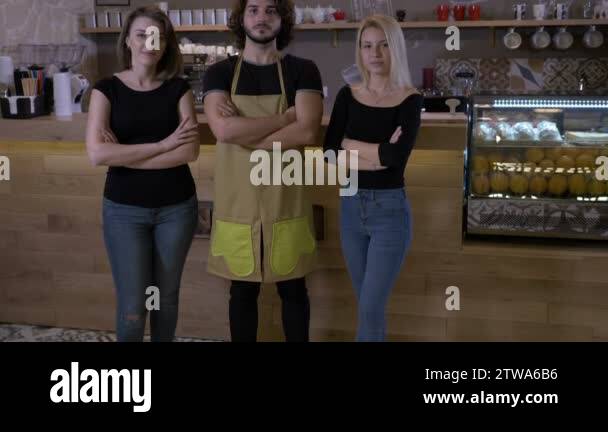 Young beautiful business partners and friends posing for a photoshoot ...