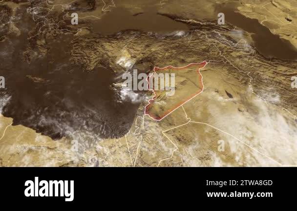Map of Syria and borders, physical map Middle East, Arabian Peninsula ...