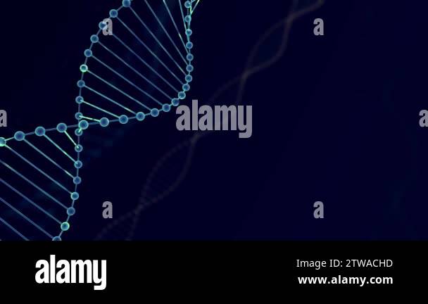 Abstract blue glittering DNA double helix with depth of field ...
