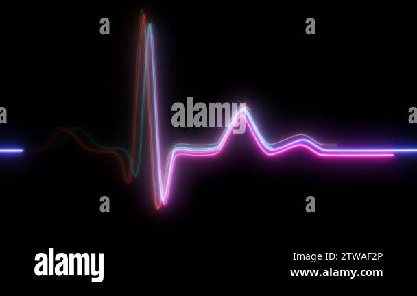 Neon heartbeat on black isolated background. 4k seamless loop animation ...