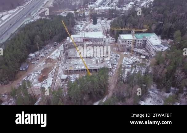 Top view see the construction site of Reinforced concrete high-rise ...