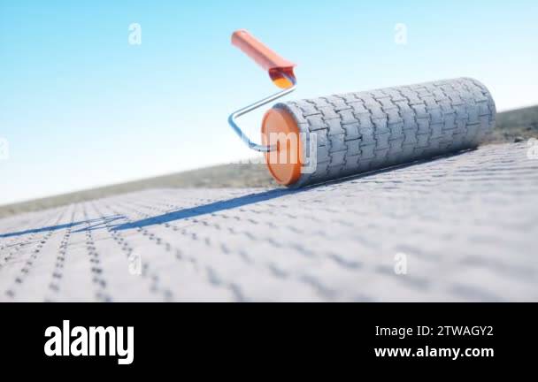 A roll of paving slab. Brush of paving slab. Building concept ...